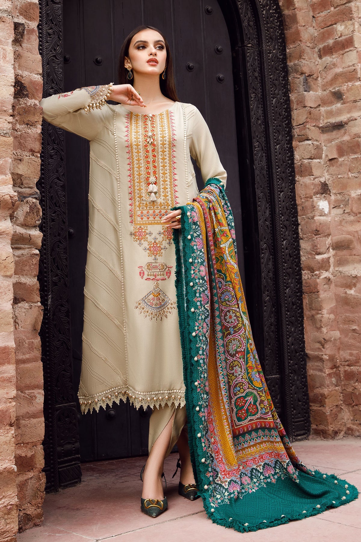Maria B 3PC Fully Embroidered Dhanak Suit - NA1610 – Natives